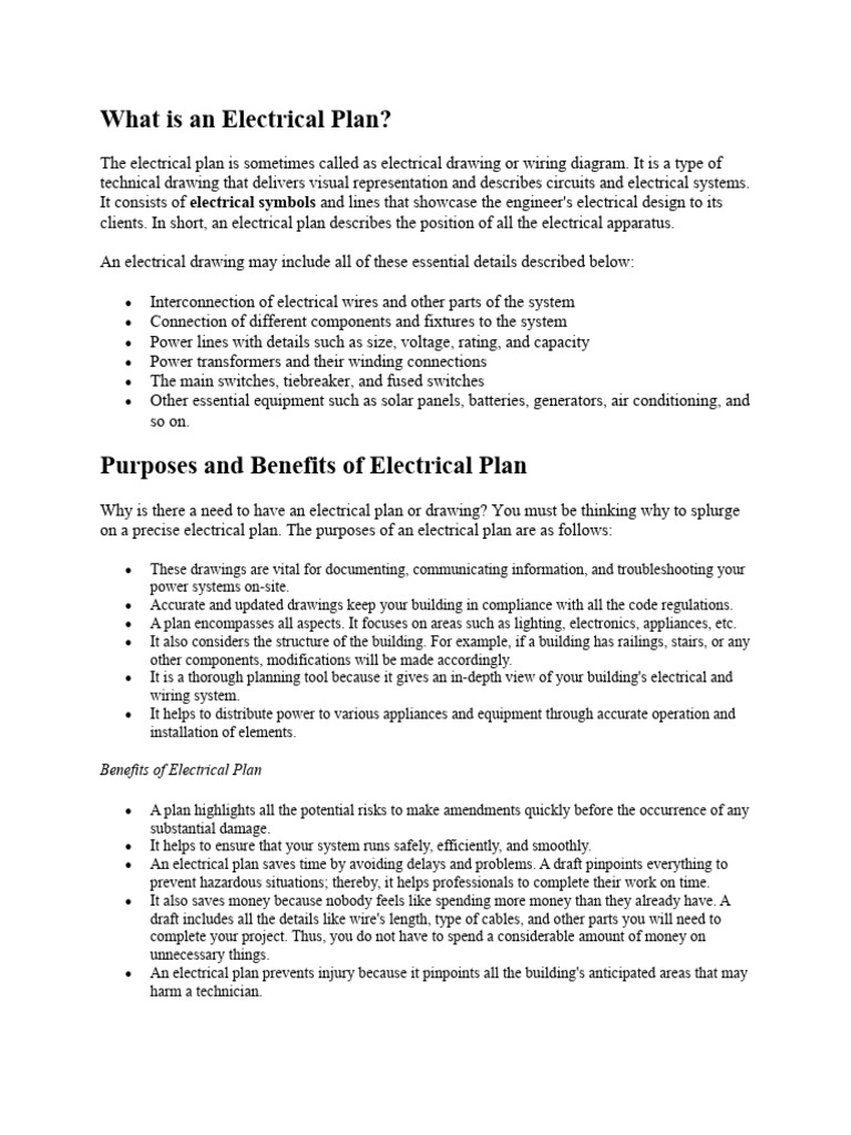 Understanding Electrical Plans and Benefits | PDF | Electrical Wiring ...