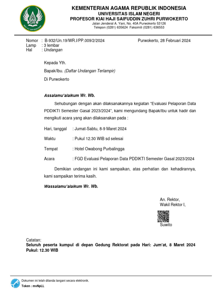 Undangan FGD Evaluasi PDDIKTI 2024 | PDF