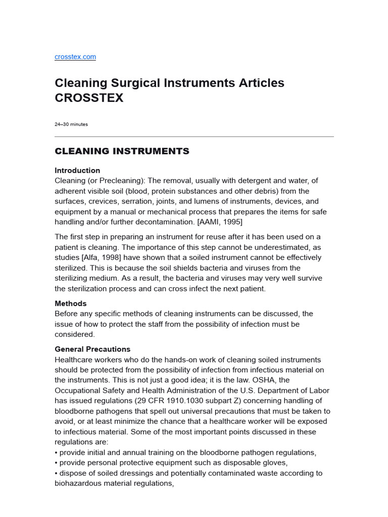 Surgical Instrument Cleaning Methods | PDF | Washing Machine ...