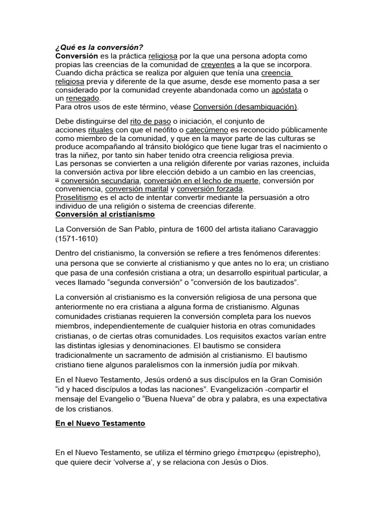 Que Es La Conversión | Descargar gratis PDF | Conversión religiosa