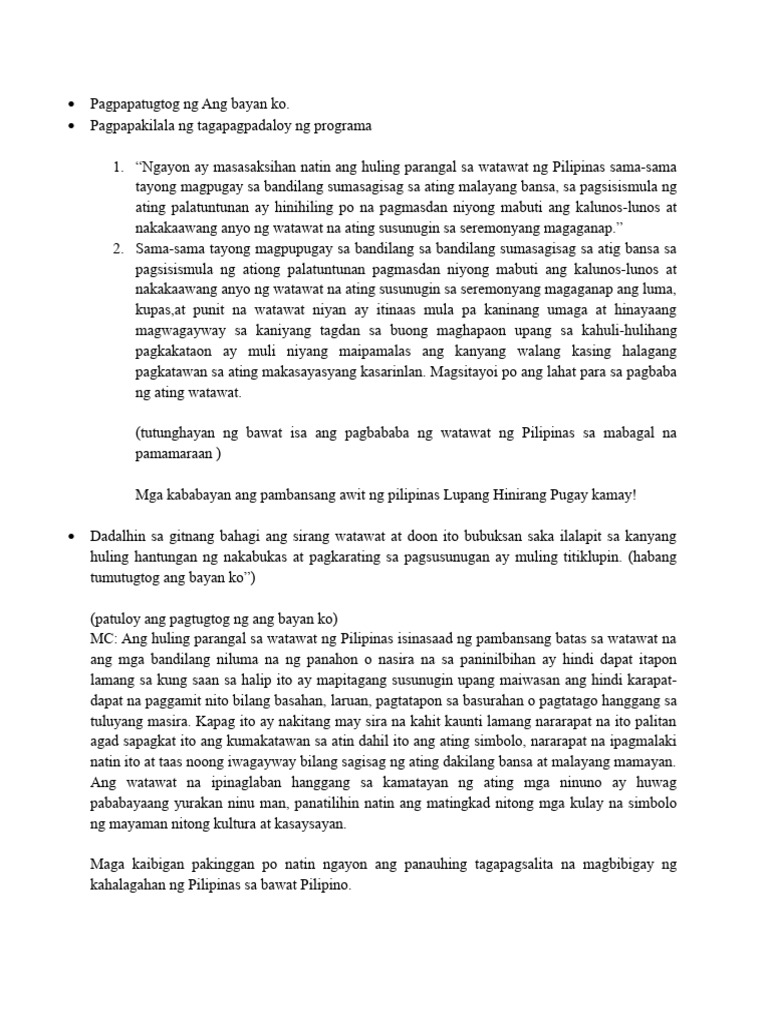 Ang Huling Pahimakas Sa Watawat NG Pilipinas | PDF