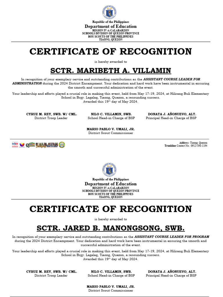 BSP Template | PDF | Outdoor Recreation | Patriotic And National ...