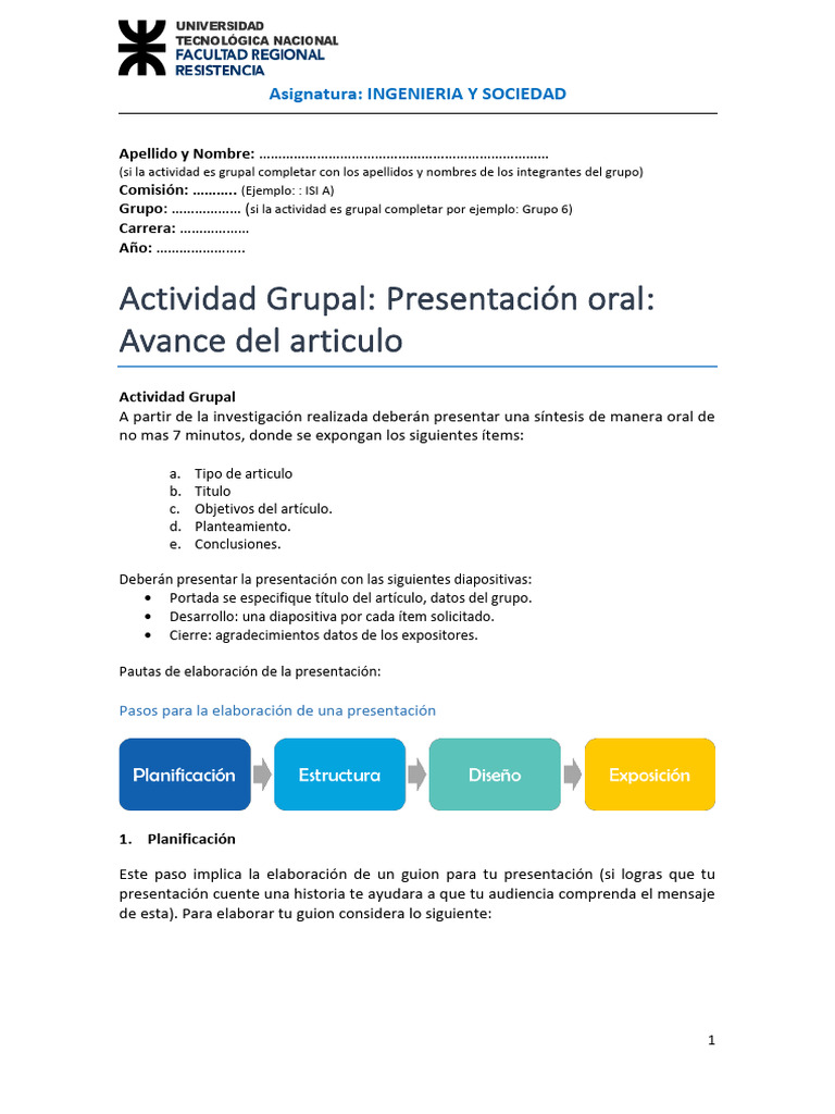 TP4 U5 ActividadGrupal AvancesArticulo PresentacionOral | PDF | Comunicación no verbal ...