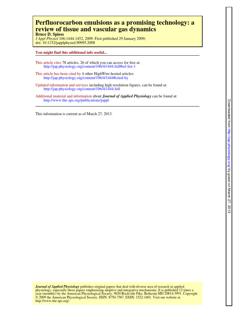 2009 Perfluorocarbon Emulsions As A Promising Technology | PDF | Red ...