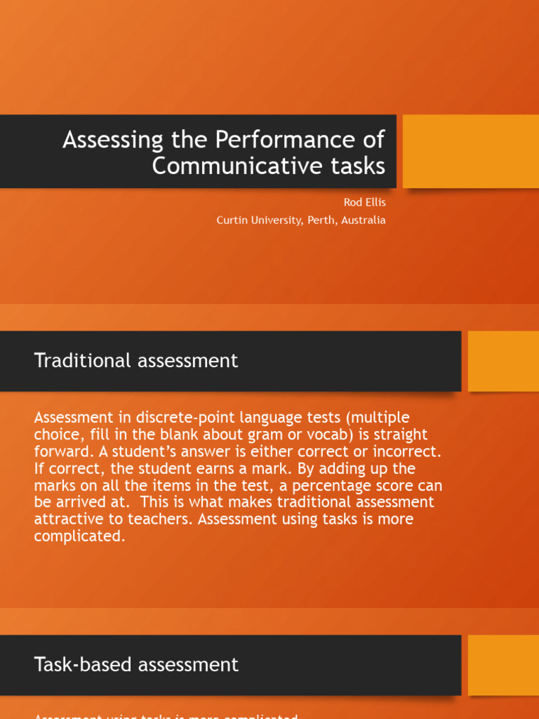 Assessing The Performance of Communicative Tasks | PDF | Word | Vocabulary