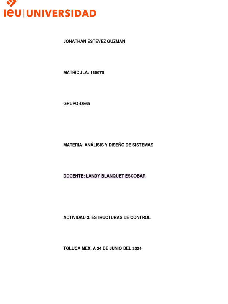 ACTIVIDAD 3 ESTRUCTURAS DE CONTROL | PDF | Flujo de control ...