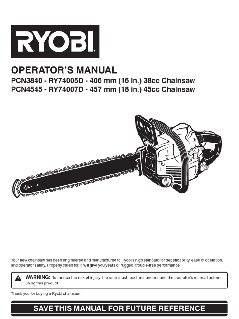 Ryobi PCN4545 45cc Manual | Pruning | Carburetor