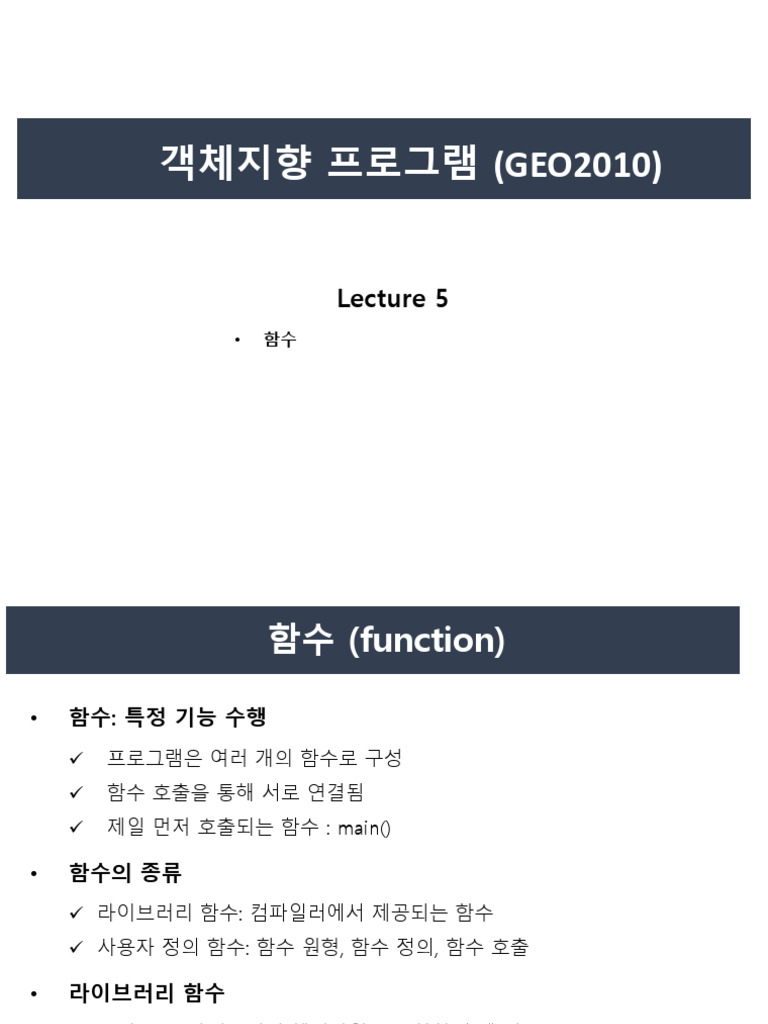 c++ programming Lec 5. 함수 | PDF