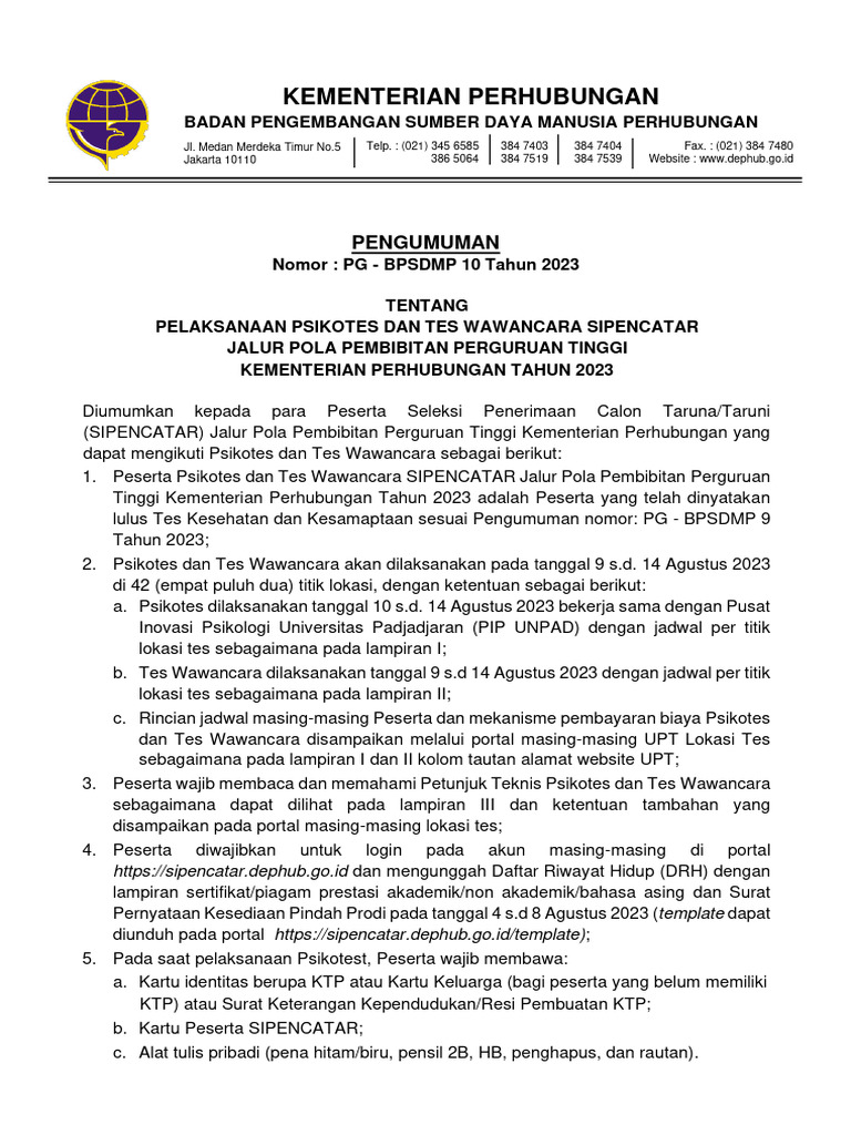 PG-BPSDMP 10 Tahun 2023 | PDF