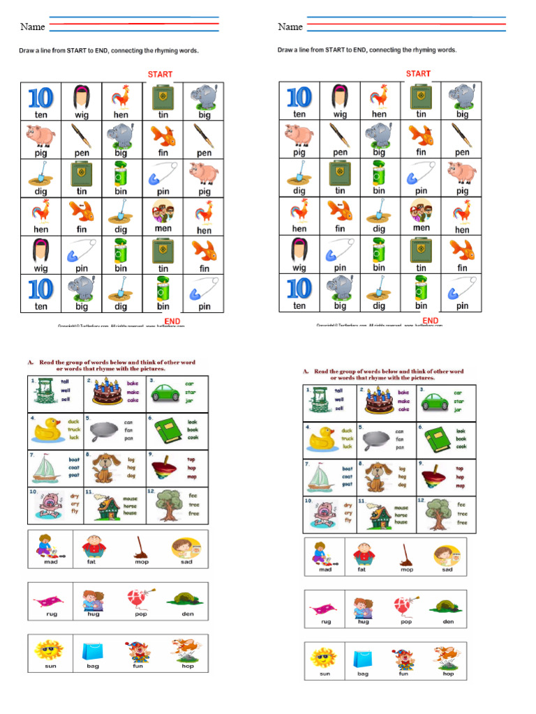 Rhyming Words Worksheets | PDF