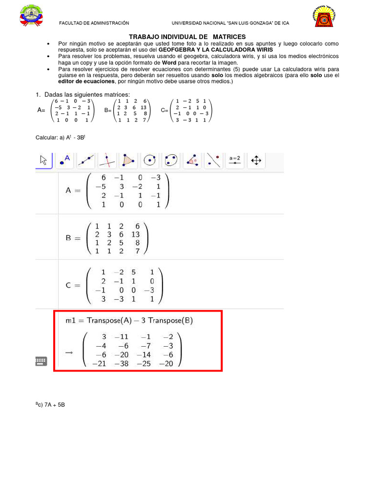 Matrices Ejercicios Resueltos Calculo | PDF | Matriz (Matemáticas ...