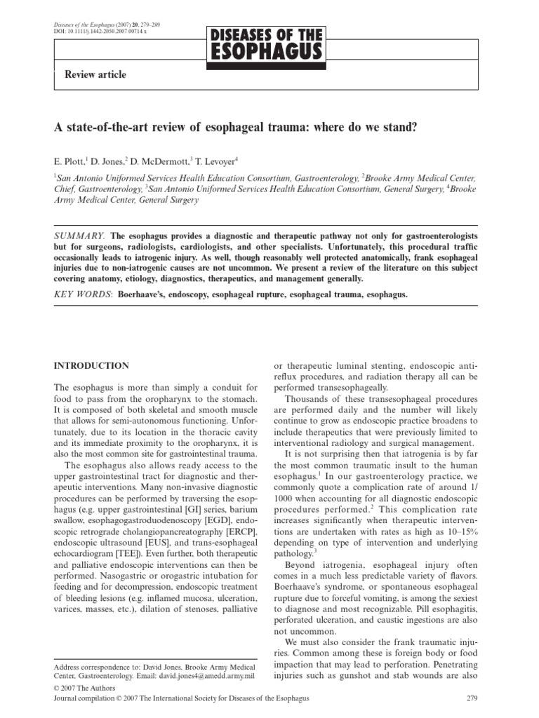 State of Art Trauma Esofágico | PDF | Esophagus | Gastroenterology