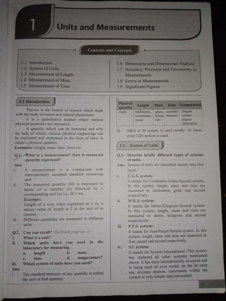 11th Physics Chapter 1-7 | PDF