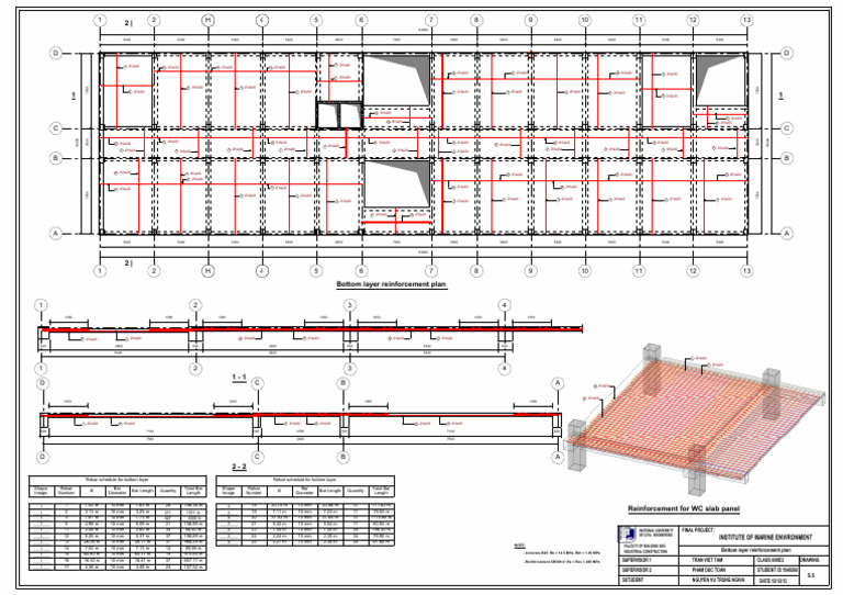 Khung - Sheet - S-5 - Bottom Layer Reinforcement Plan | PDF | Composite ...