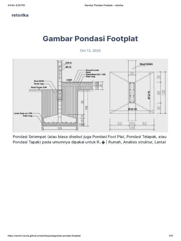 Gambar Pondasi Footplat - Retorika | PDF | Seni | Komputer