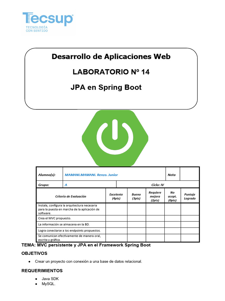 Glab S14 Jbeeck 2024 1 Falta | PDF | Mi sql | Java (lenguaje de programación)