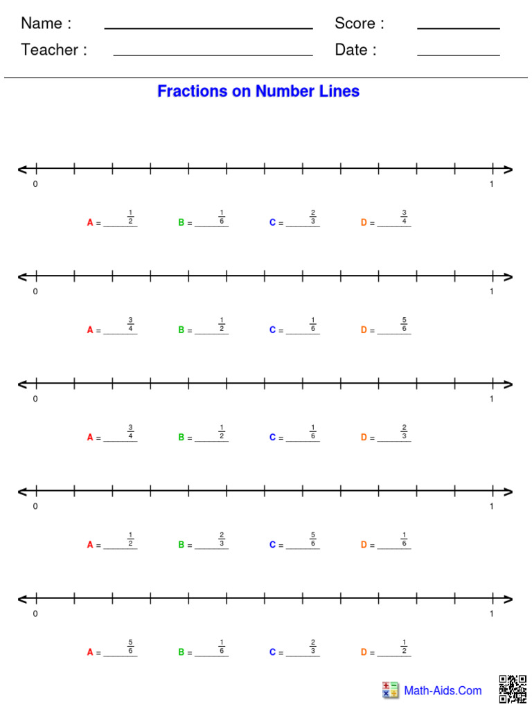 Number Lines Fractions | PDF
