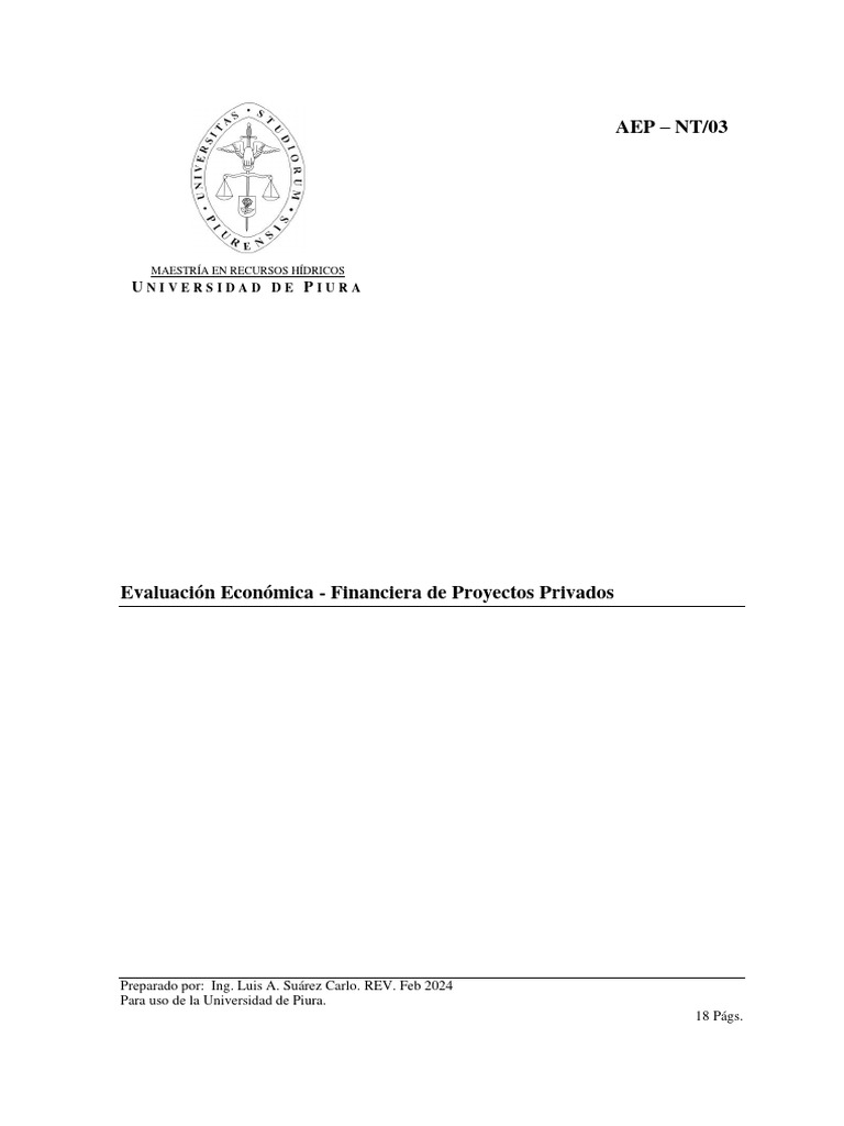 NT N03 Evaluacion Economica Financiera de Proyectos Rev 2024 | PDF | Tasa interna de retorno ...