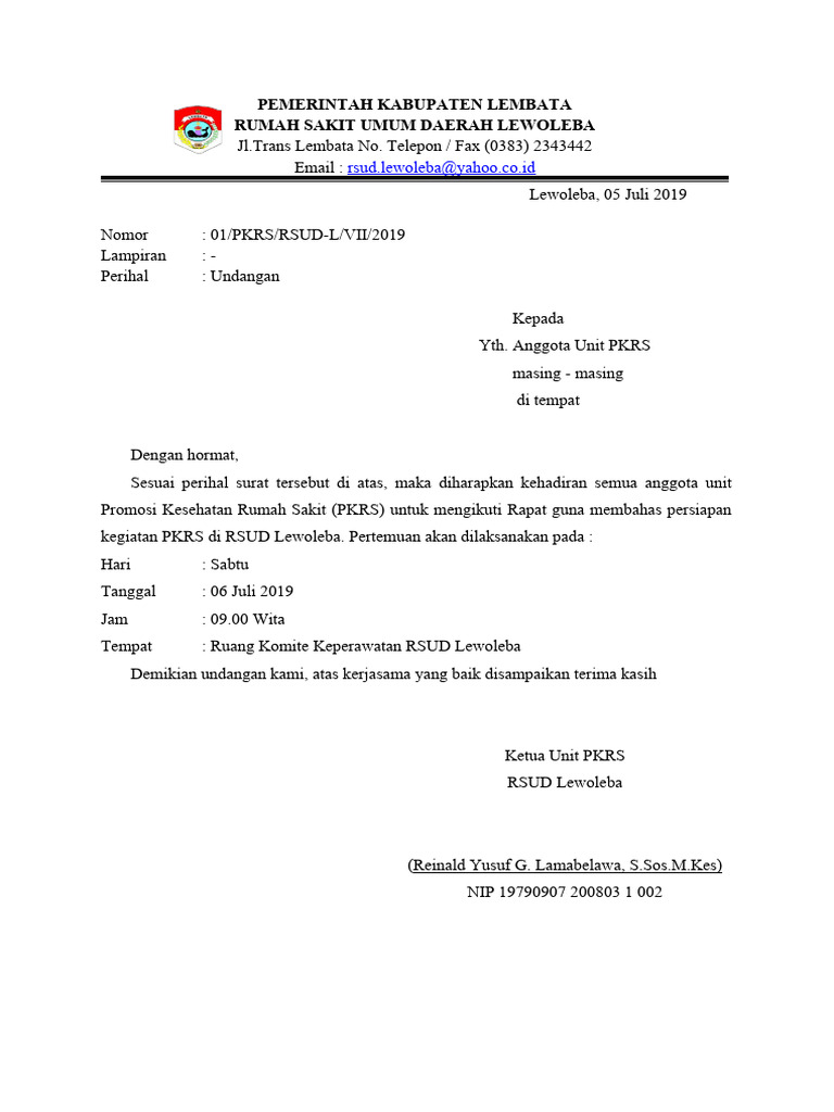 Rapat PKRS RSUD Lewoleba 2019 | PDF