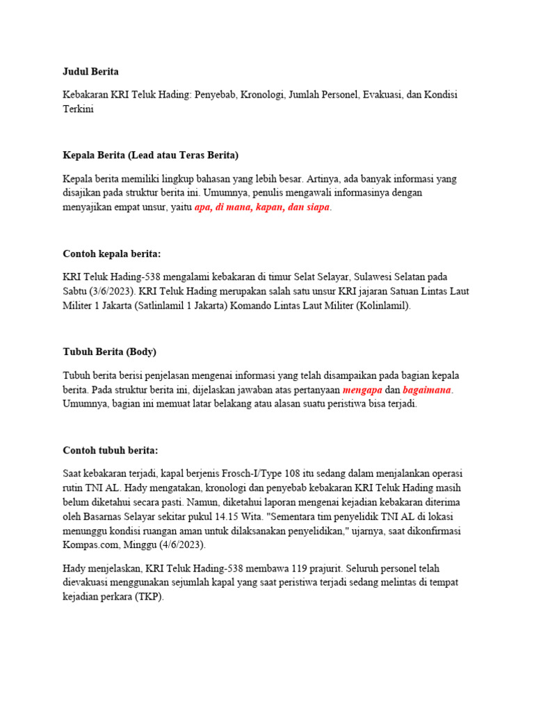 Contoh Teks Berita Beserta Struktur | PDF