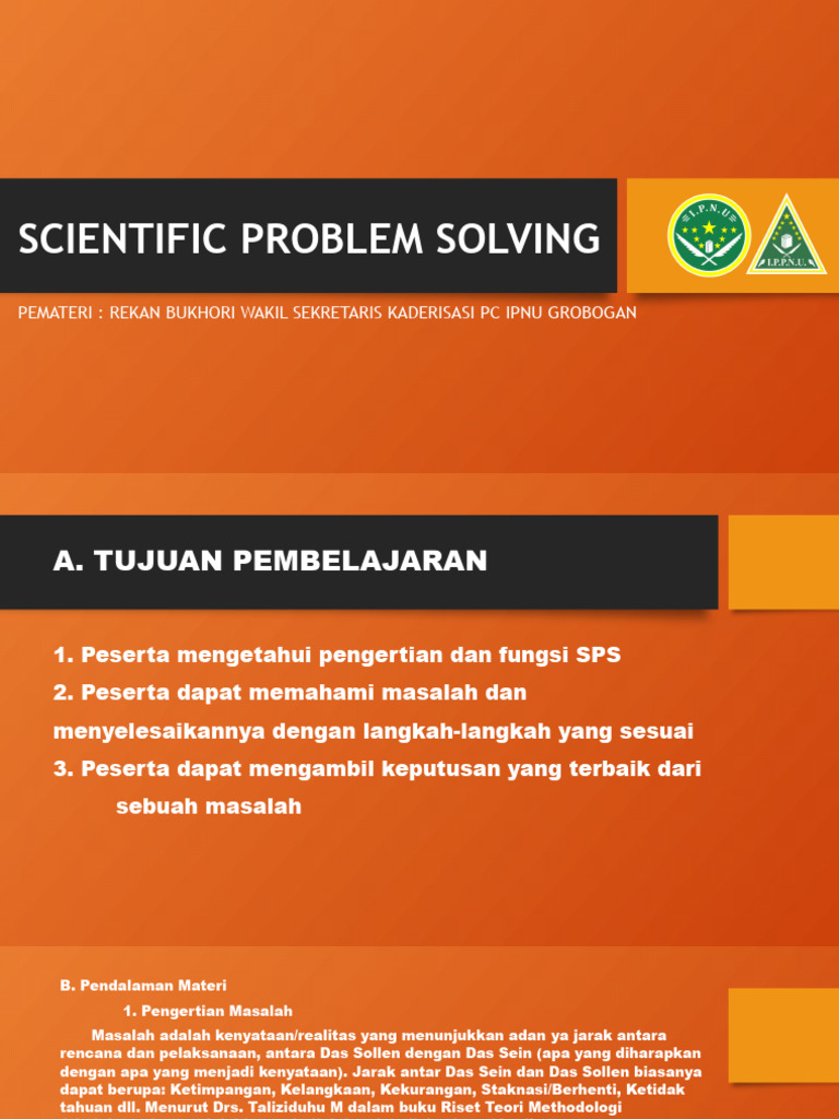 Materi Scientific Problem Solving Pac Ipnu Ippnu Gabus | PDF | Karier & Perkembangan