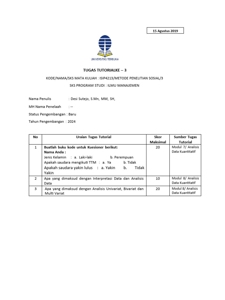 Analisis Data Kuesioner TTM dan Kelulusan | PDF | Karier & Perkembangan