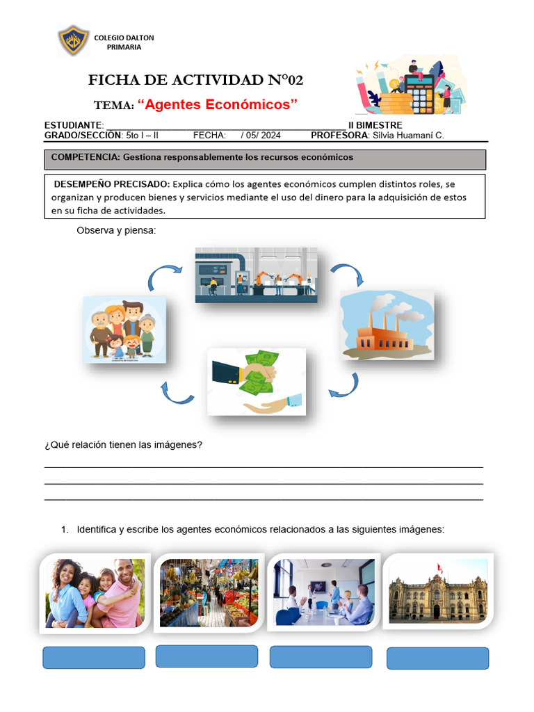 Ficha N02 - Los Agentes Economicos - 5to Grado | PDF | Economias
