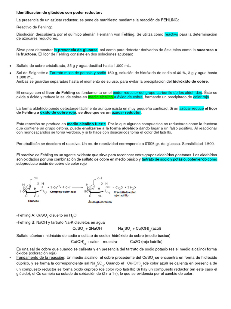 Identificación de Glúcidos Con Poder Reductor | PDF | Moléculas ...