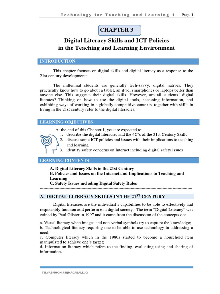 TTL1 Chapter 3 For Students | PDF | Information And Communications Technology | Privacy