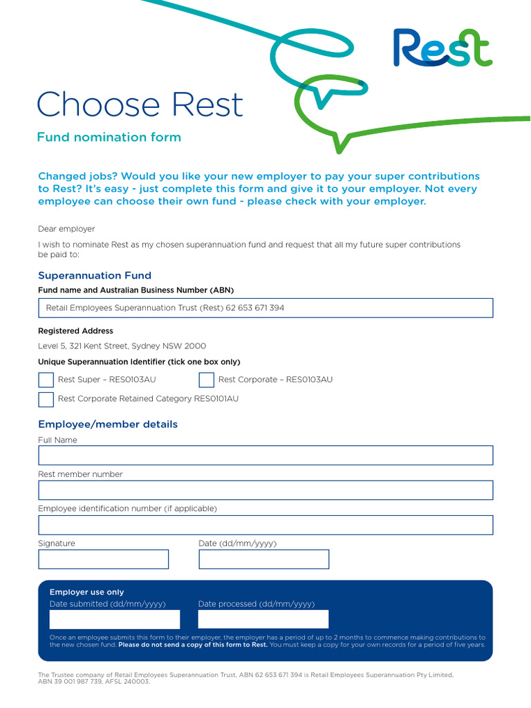 Choose Rest Fund Nomination Form | PDF | Financial Services