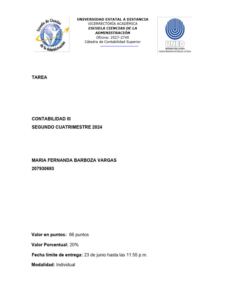 Maria Barboza Tarea Conta | PDF | Contabilidad | Impuestos
