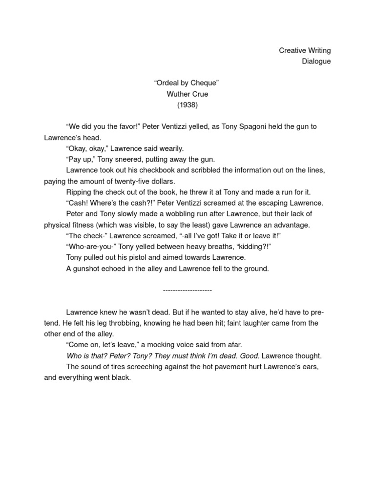 Ordeal by Cheque Free Write - Part 1 | PDF