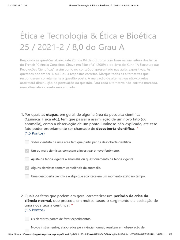 Ética e Tecnologia & Ética e Bioética 25 - 2021-2 - 8,0 Do Grau A | PDF ...