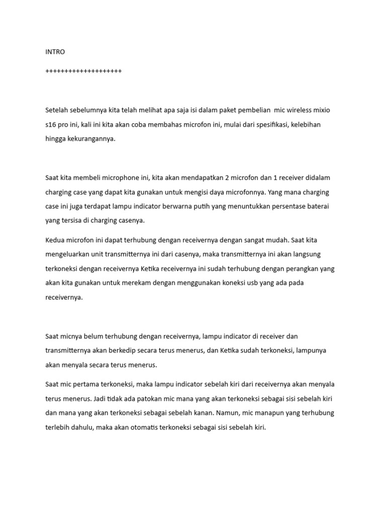 Ulasan Mic Wireless Mixio S16 Pro | PDF | Teknologi & Rekayasa | Griya ...