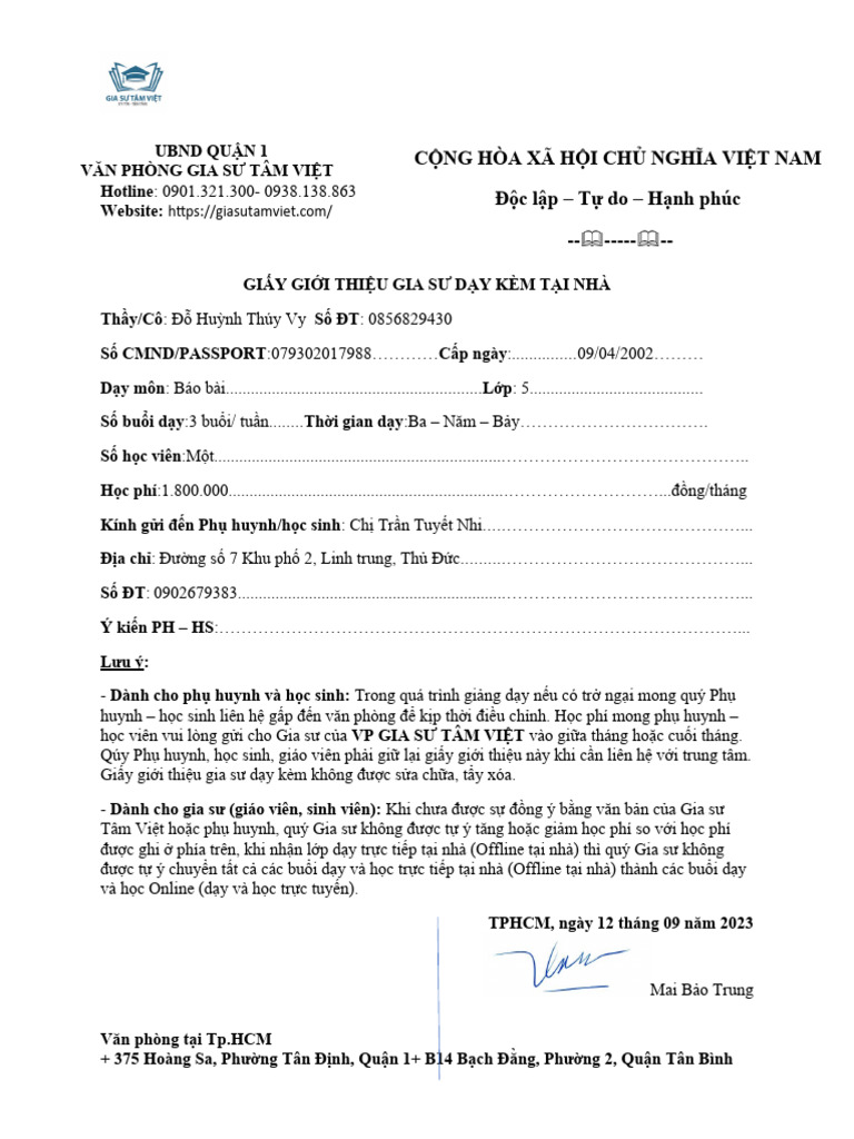 Giay Gioi Thieu | PDF