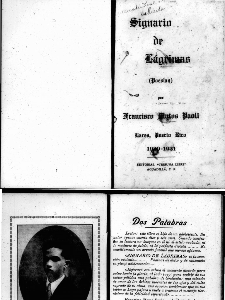 Signario de Lágrimas (Poesías), Lares, Puerto Rico (Por Francisco Matos ...