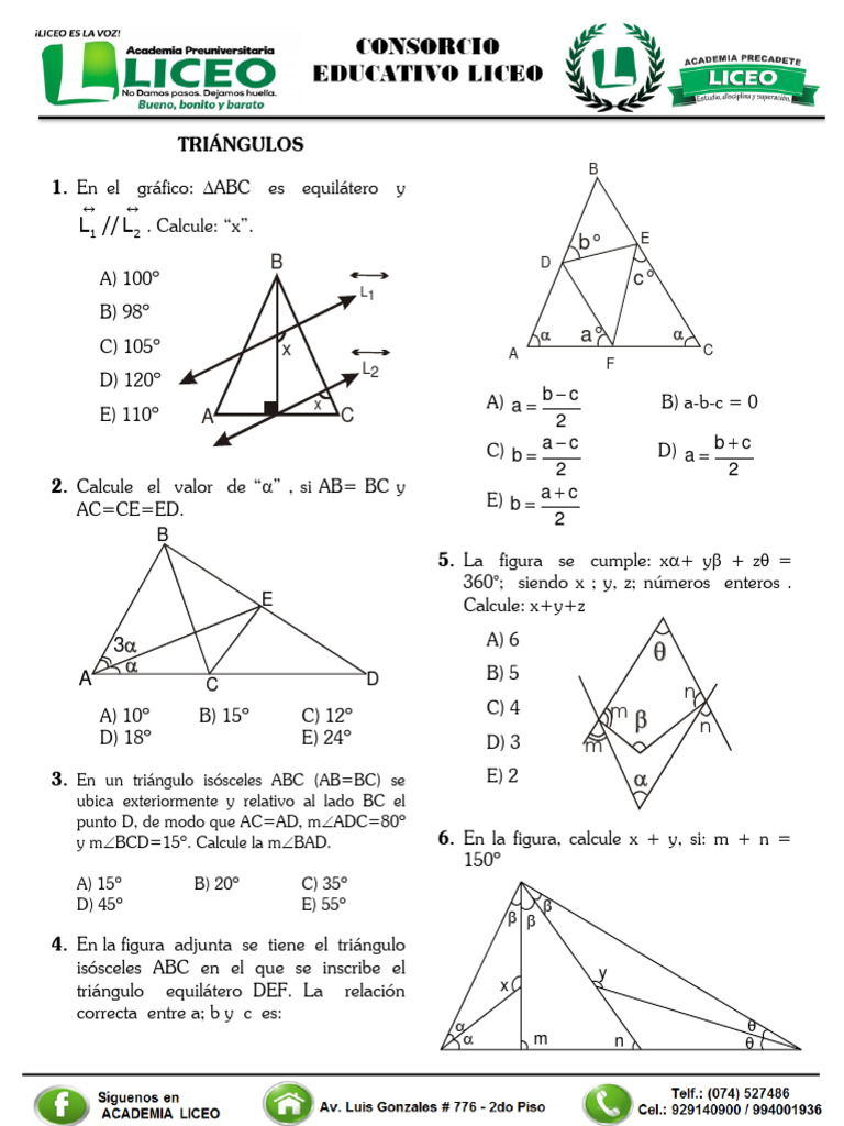 Geometría Dany 20.02 Triangulos | PDF | Triángulo | Geometría del plano euclidiano