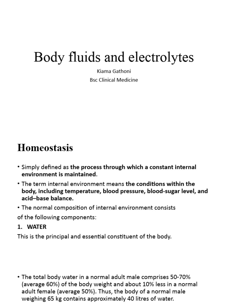 Body Fluids and Electrolytes | PDF | Electrolyte | Physiology