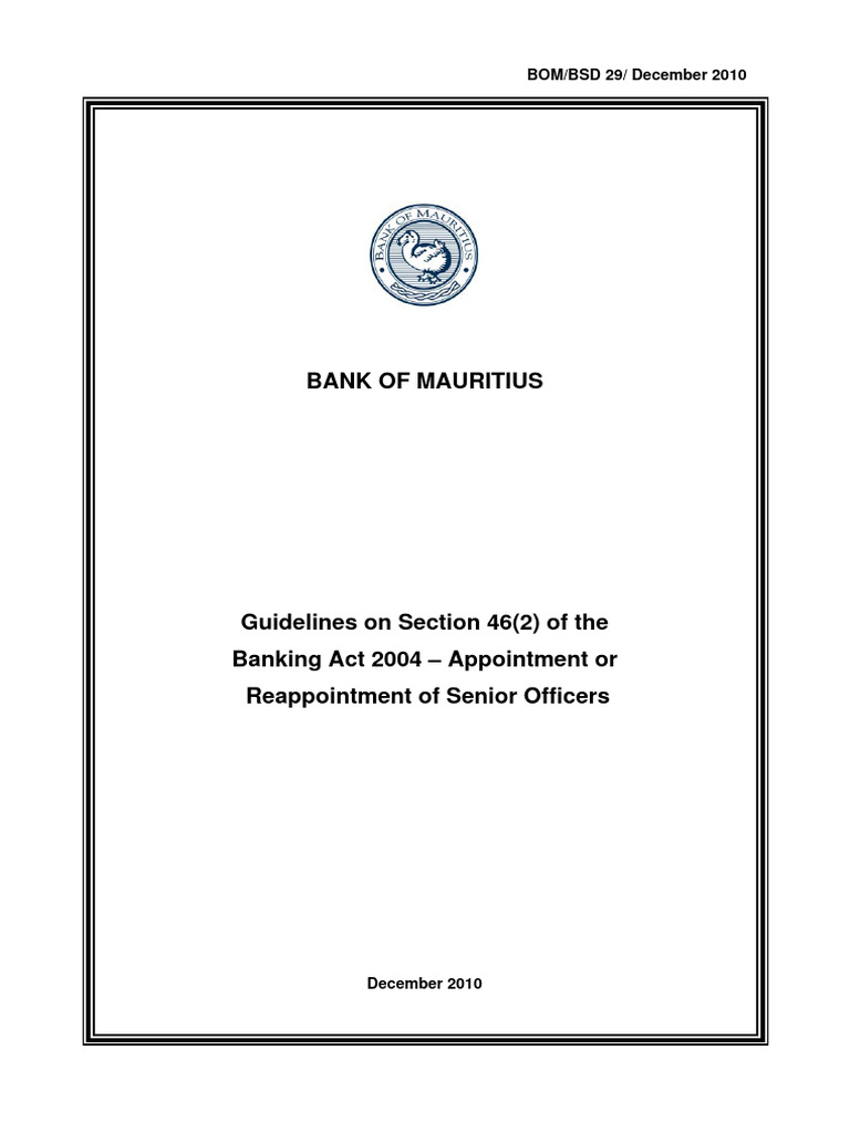 Guideline on section 46(2) of Banking Act 2004 | Download Free PDF ...