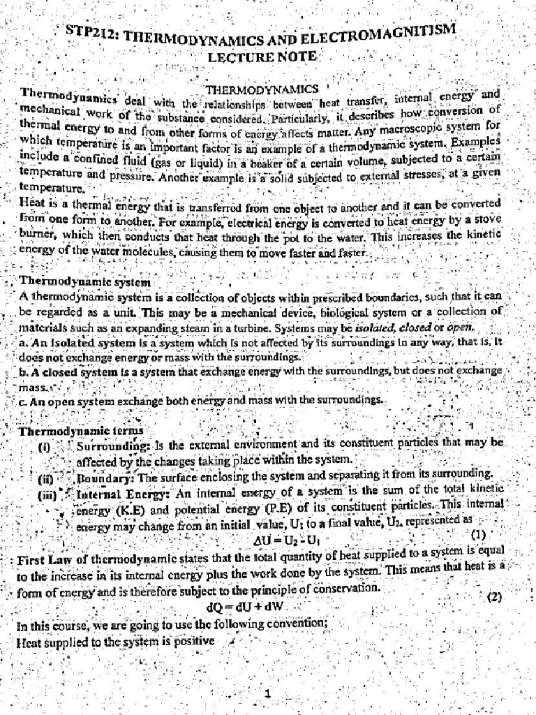 Thermodynamics & Electromag | PDF
