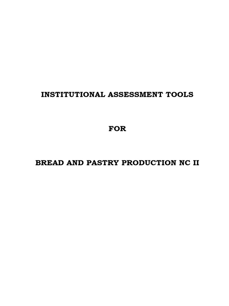 BPP Institutional Assessment Tool | PDF | Cakes | Food Safety
