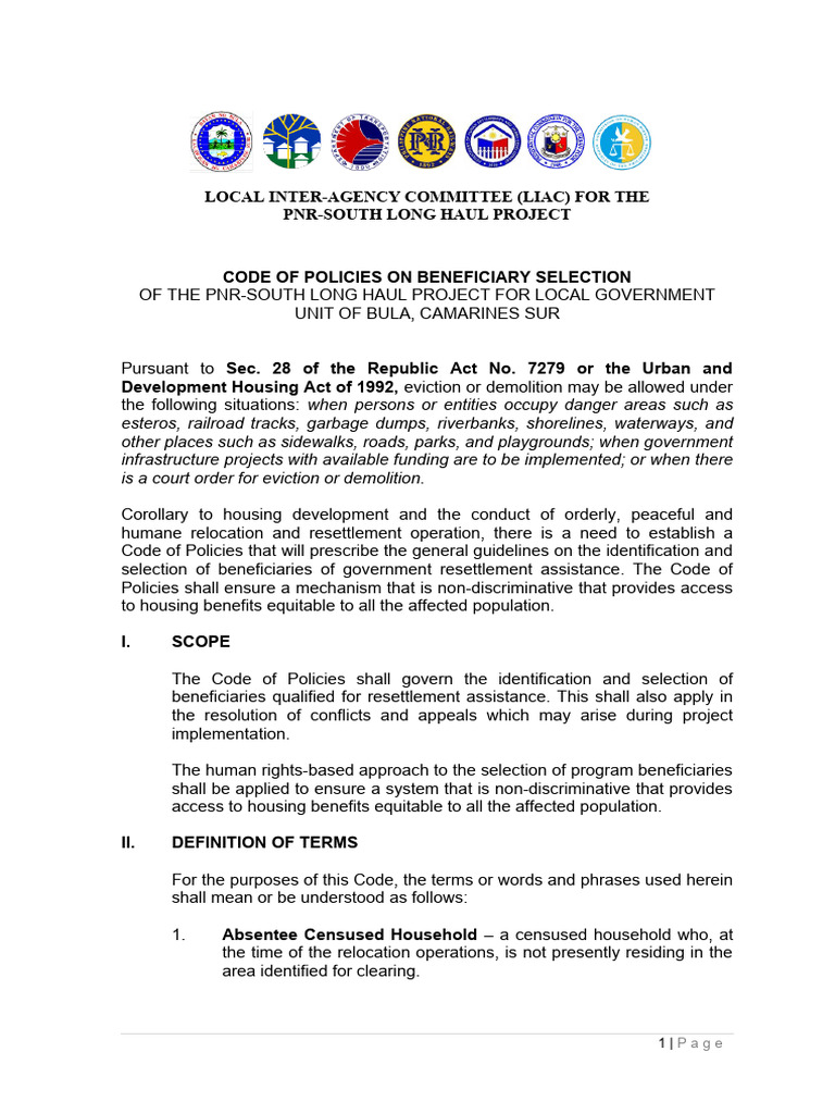 BULA - BSAAC-Code-of-Policies | PDF | Squatting