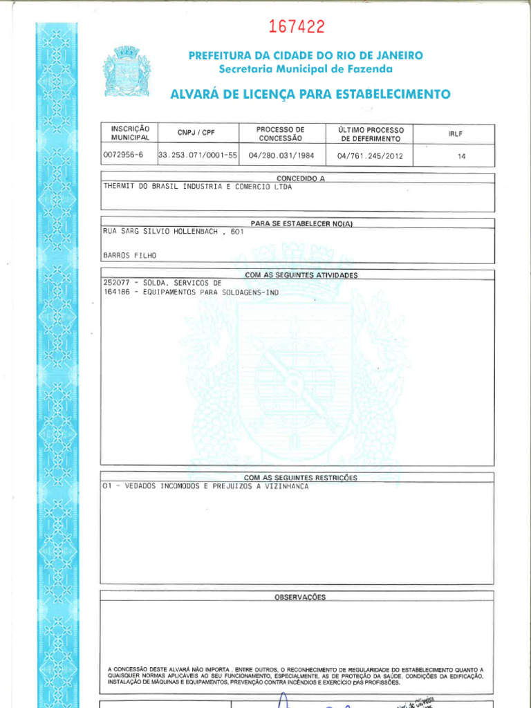 1.5 Alvará de Funcionamento | PDF 1.5 Alvará de Funcionamento | PDF