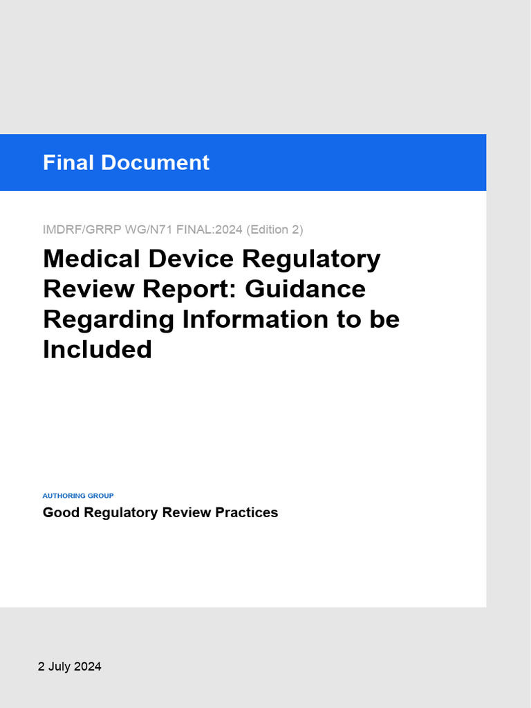 IMDRF GRRP WG N71 (Edition 2) | PDF | Medical Device | Quality ...