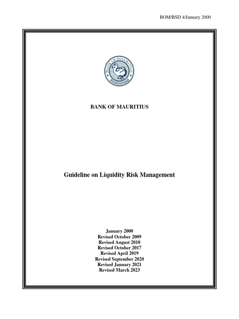 Guideline On Liquidity Risk Management | PDF | Market Liquidity | Basel Iii