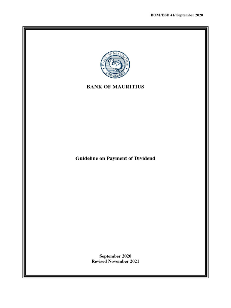 Guideline On Payment of Dividend | PDF | Capital Requirement | Dividend