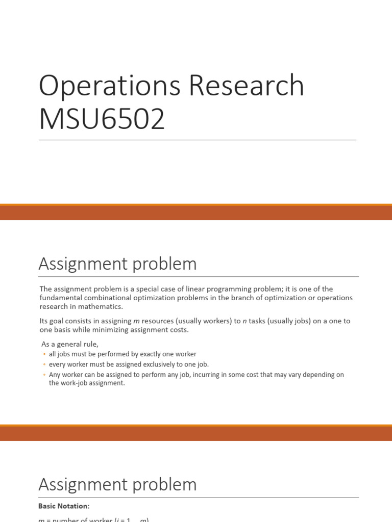 Assignment Problem | PDF | Matrix (Mathematics) | Mathematical Optimization Assignment Problem | PDF | Matrix (Mathematics) | Mathematical Optimization