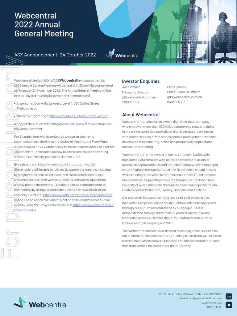 Webcentral NOM | PDF | Proxy Voting | Securities (Finance)