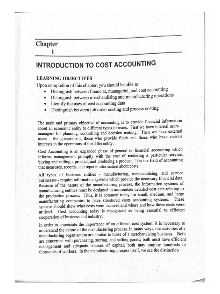 Chapter 1 Introduction To Cost Accounting | PDF