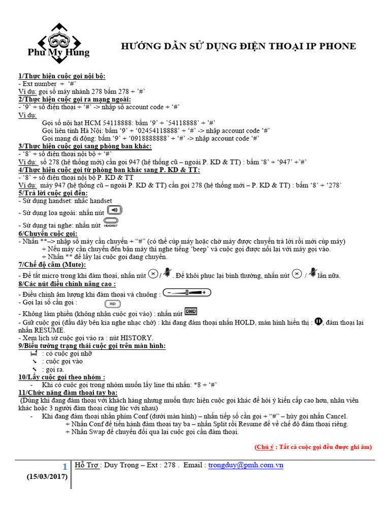 Huong Dan Su Dung IP Phone | PDF